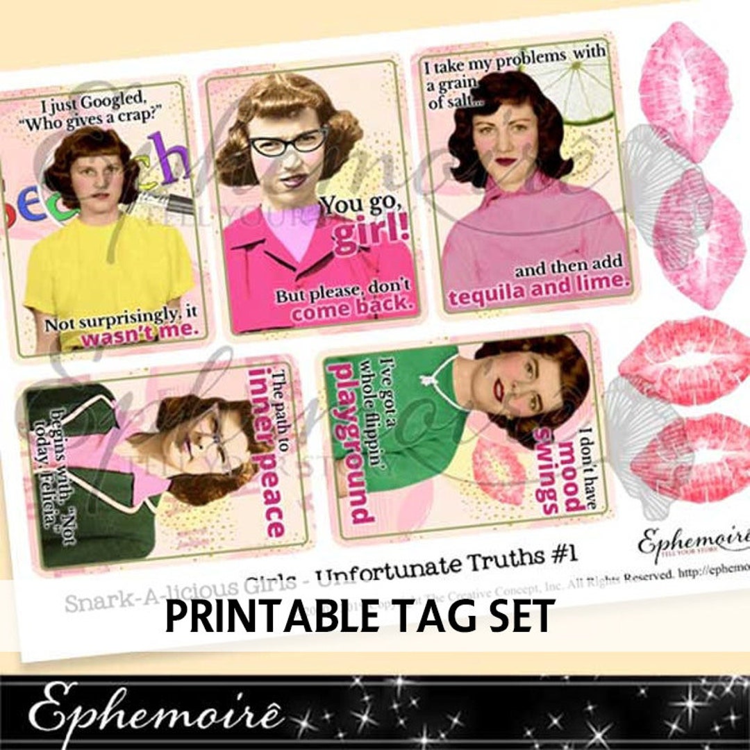 Junk Journal Printable - Snarky Journal Cards - Vintage Mean Girls ...