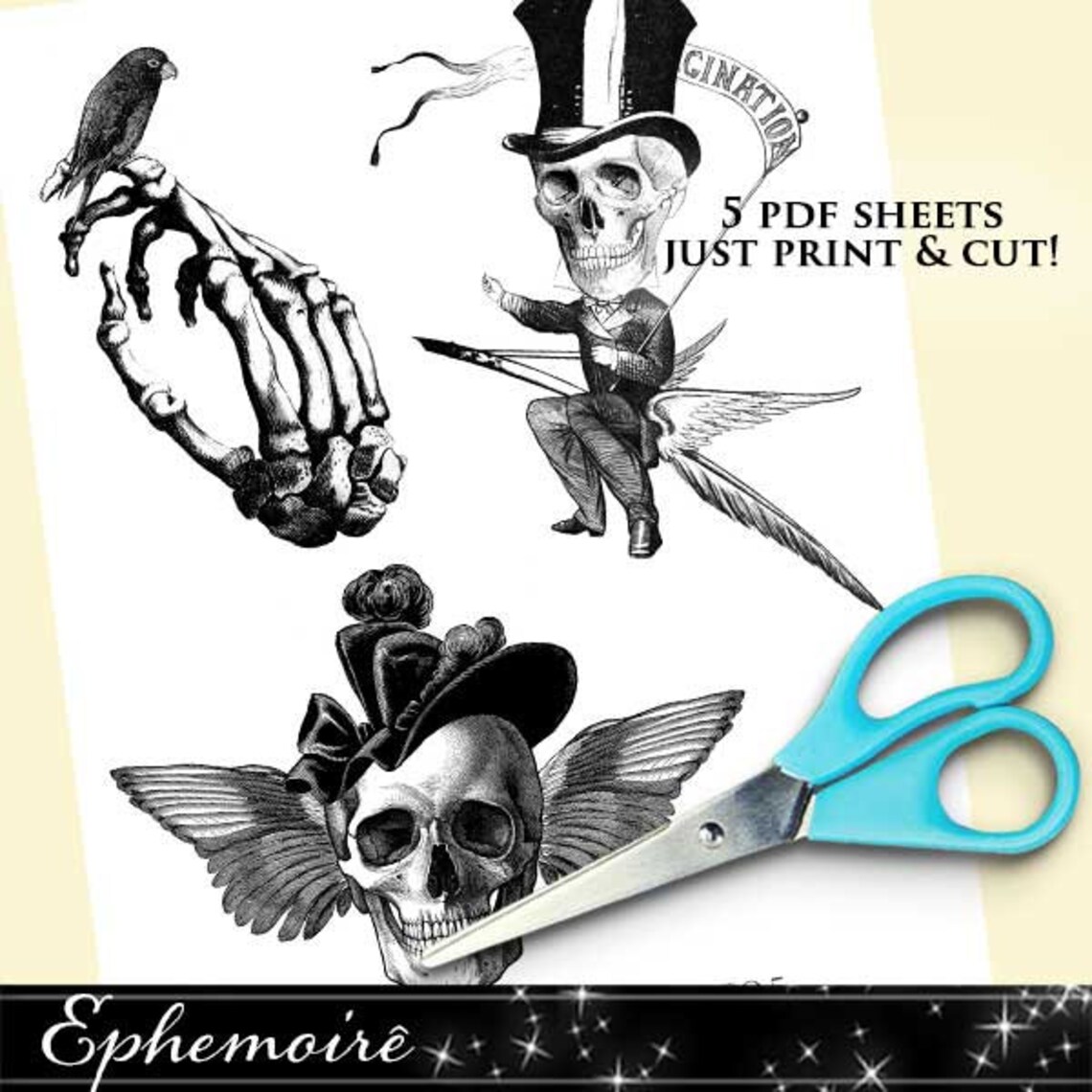 Junk Journal Printable SKELETON PAPER DOLLS Fussy Cut - Etsy