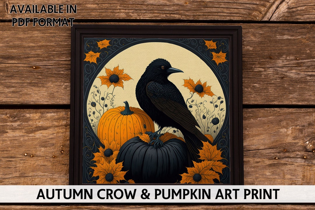 Vintage FALL CROW Printable WALL Art Vintage Americana Wall - Etsy