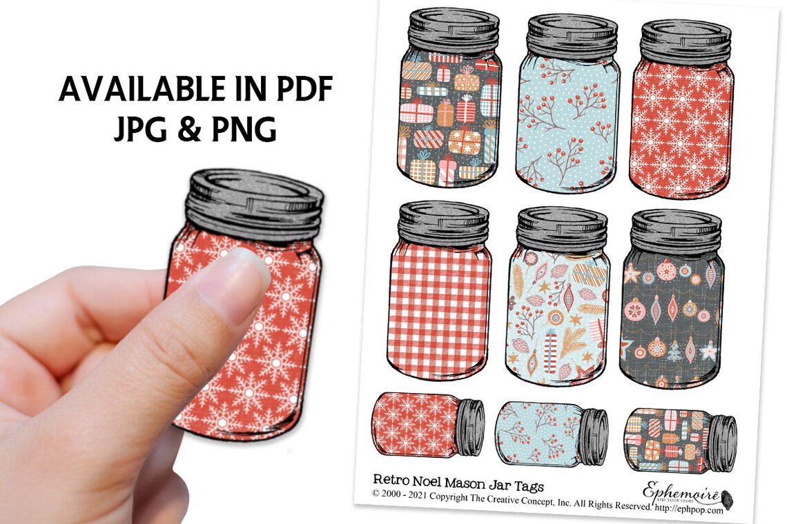 Junk Journal Printable Digital Printable Mason Jar Tags | Etsy