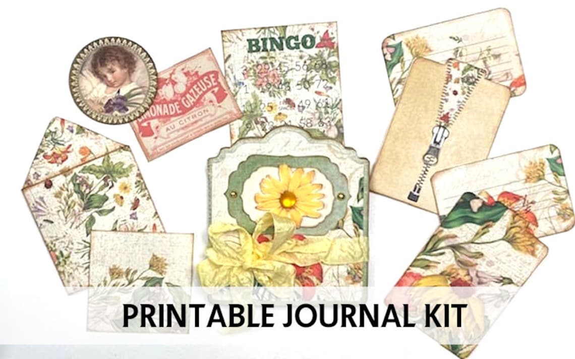 Junk Journal Printable Digital Printable Mini Journal Kit - Etsy