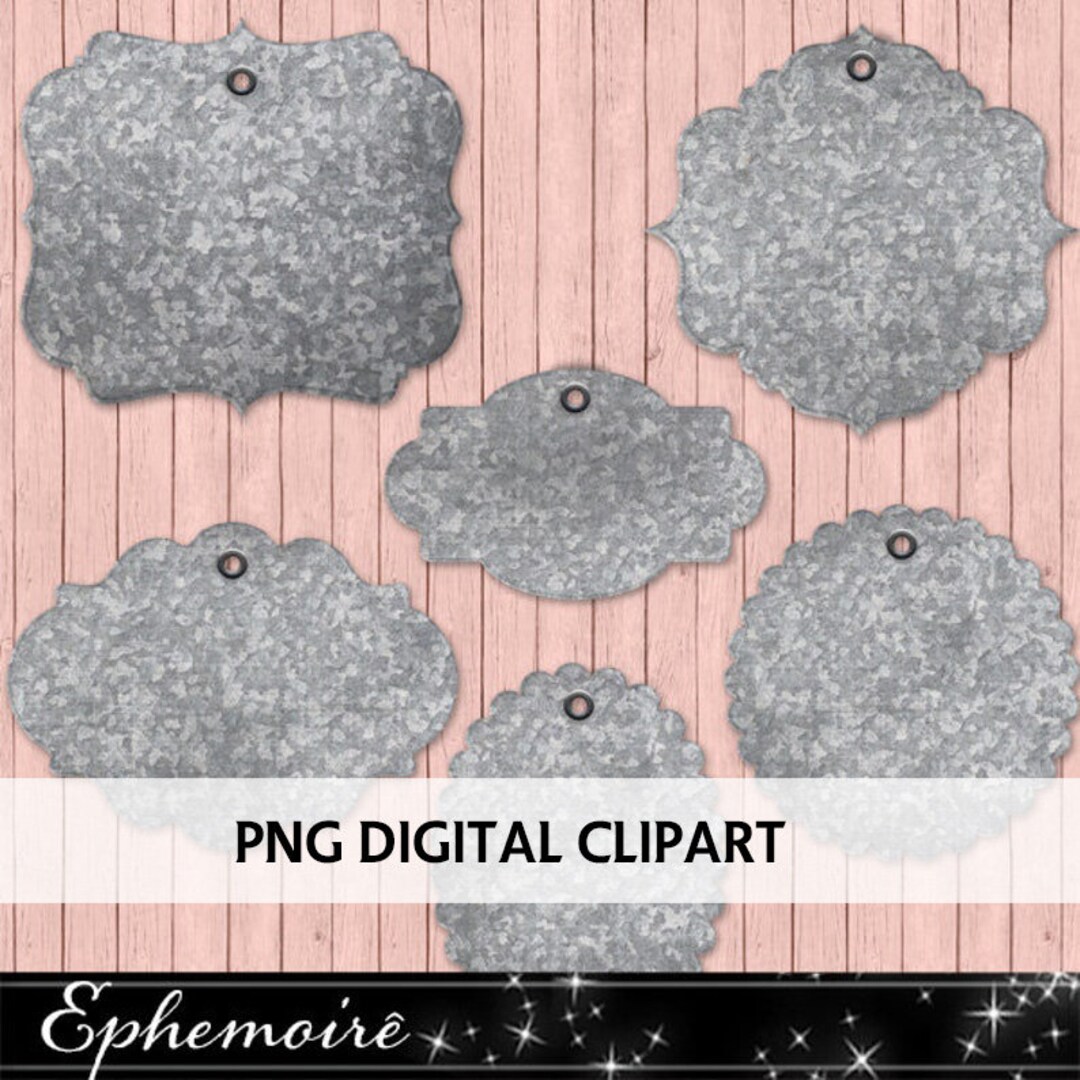 Printable Rustic Metal Look Digital Tags - Zinc Clipart Tags - Shabby ...