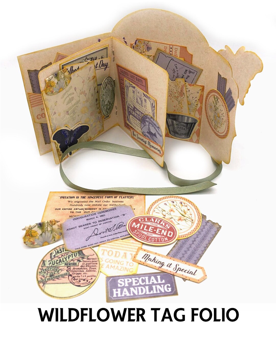 Junk Journal Printable Loaded Tag Folio Kit Floral Tag Folio Tag Mini ...