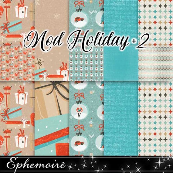 Digital Paper Pack RETRO CHRISTMAS Digital Scrapbook | Etsy