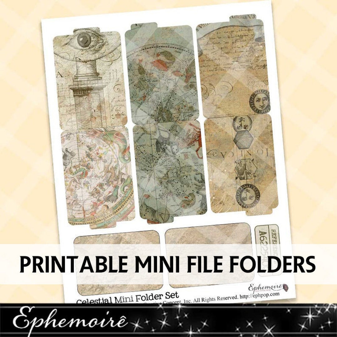 Junk Journal Printable - CELESTIAL MINI FOLDERS - Printable Mini ...