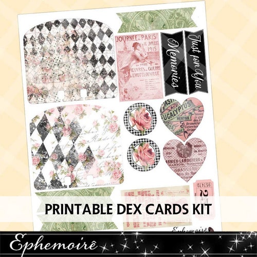 Digital Printable Dex Cards Printable Crafts Collage Sheet | Etsy