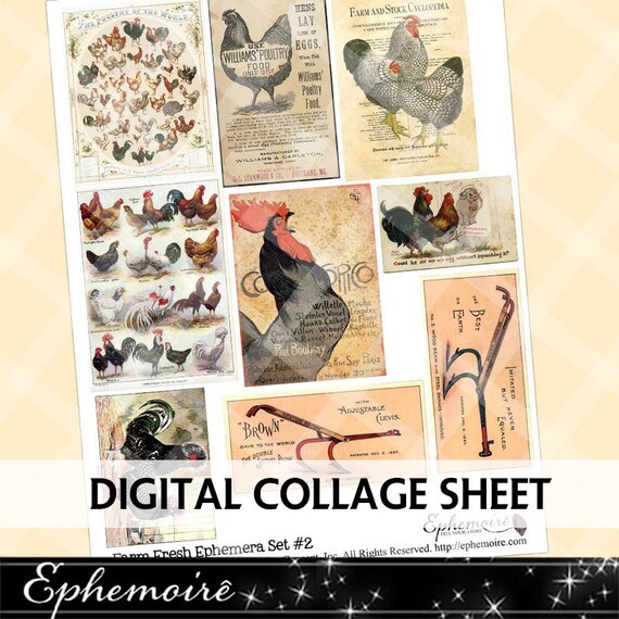 Junk Journal Printable CHICKEN Trade Cards Fussy Cut | Etsy