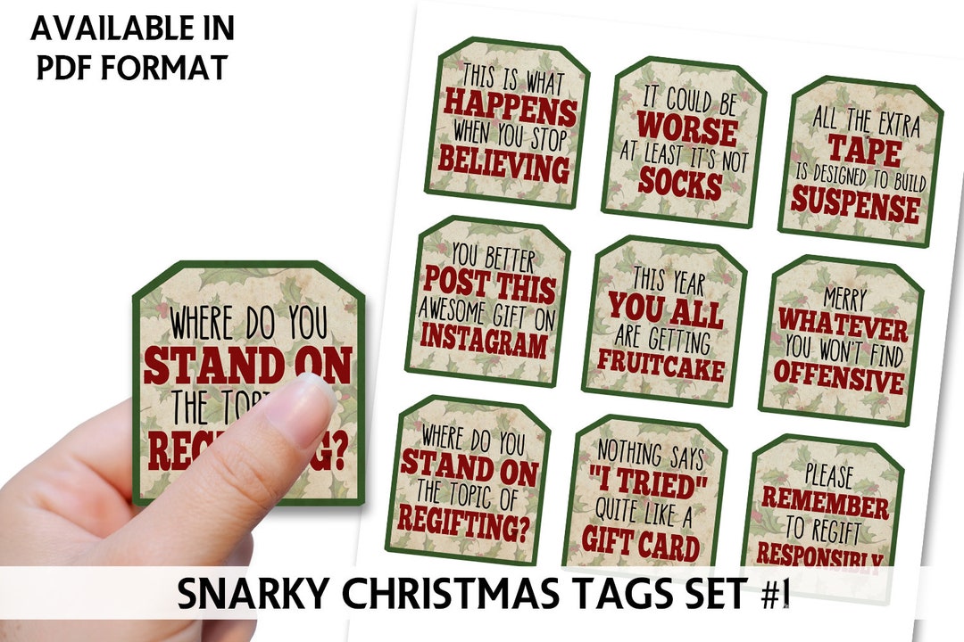 SNARKY Christmas Tags 1 Sarcastic Package Tags Christmas Gift Tags ...