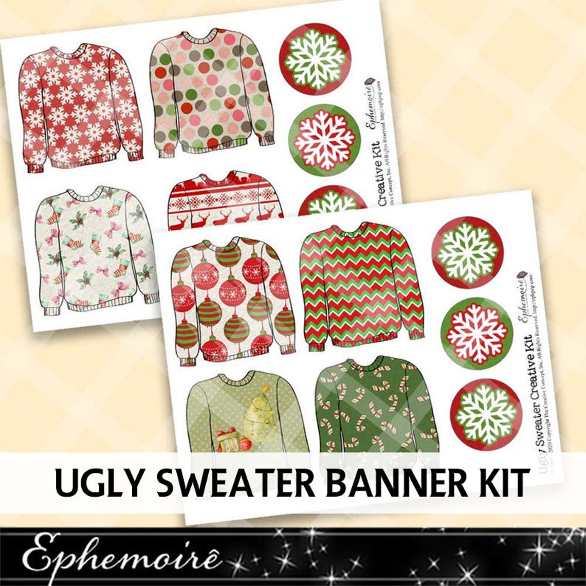 Printable CHRISTMAS CRAFT Kit Ugly Christmas Sweaters - Etsy