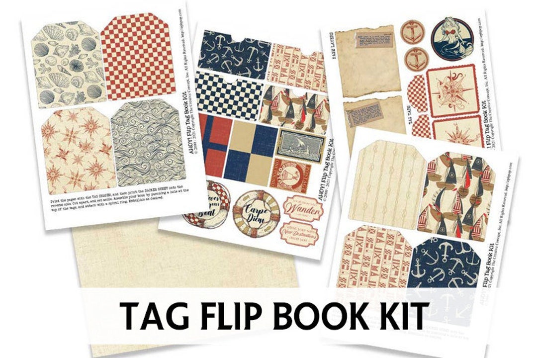 Junk Journal Printable Nautical Flip Tag Book Digital Scrapbooking ...