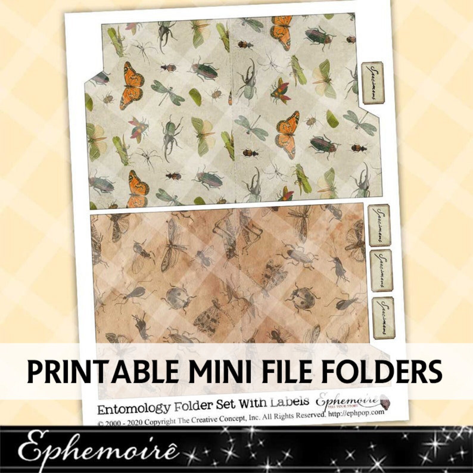 Junk Journal Printable ENTOMOLOGY Nested Folder Set | Etsy