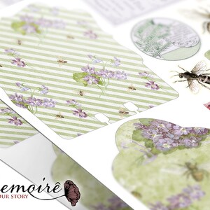 Printable DEX Cards With Ephemera - VIOLETS & BEES - Dex Card Printable ...