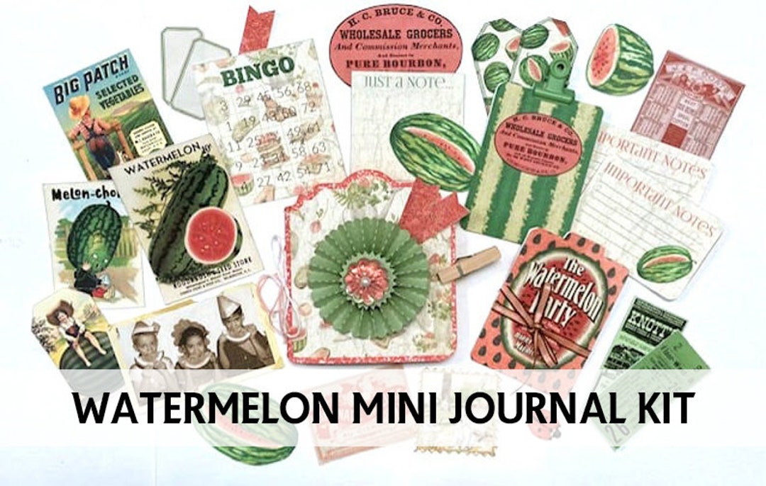 Printable WATERMELON Mini Journal - Vintage Summer Theme Journal - Mini ...
