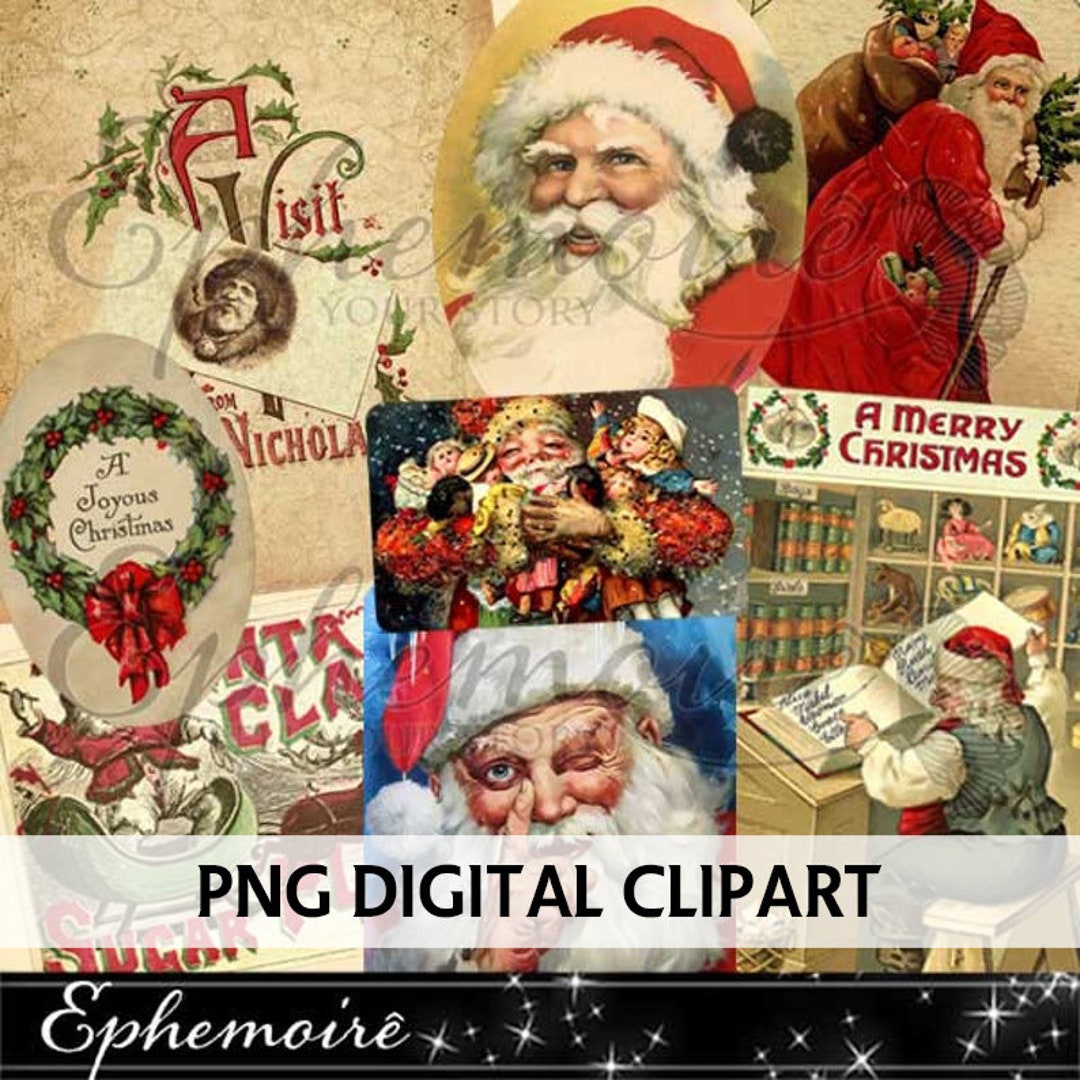 Digital Christmas Clipart Vintage Santa Clipart Digital Christmas ...