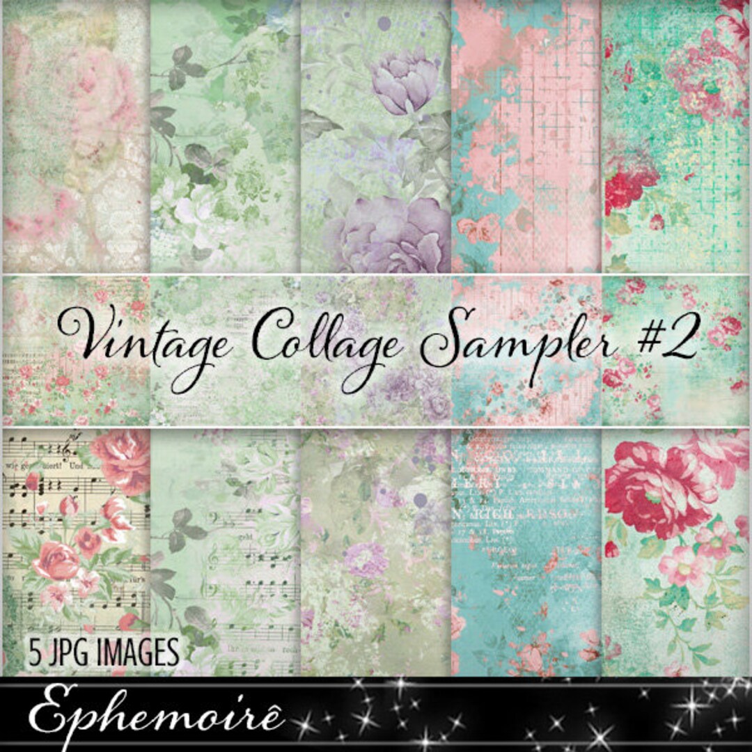 Digital Printable Papers - FLORAL COLLAGE Papers - Digital Scrapbook ...