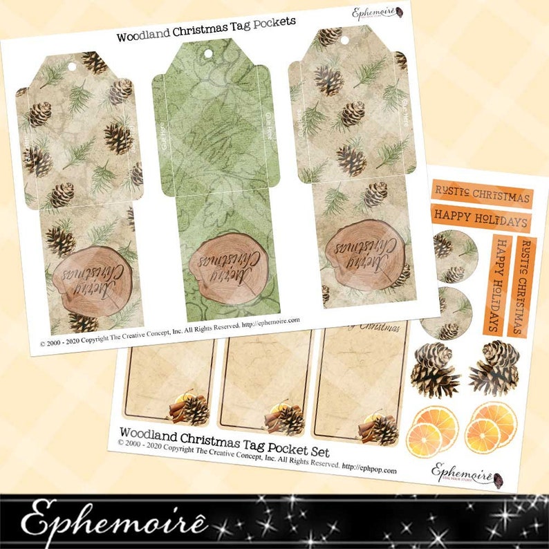 Printable TAG POCKET SET Woodland Christmas Tag Pockets - Etsy