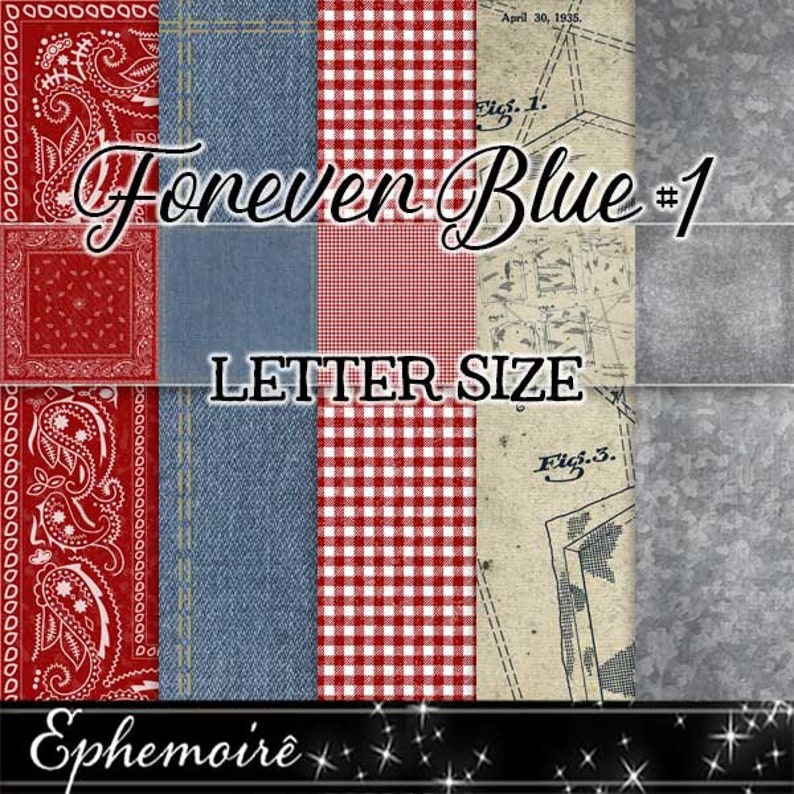 Digital Printable Papers DENIM Digital Scrapbooking - Etsy