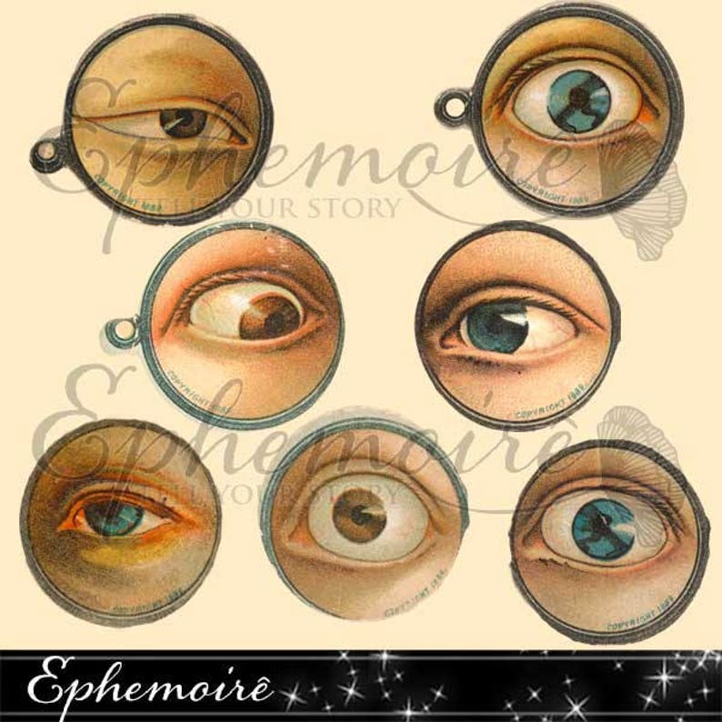 Digital Clipart EYES Vintage Trade Cards Cardmaking | Etsy