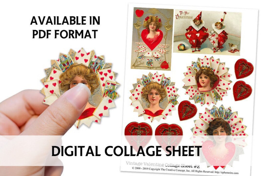 Junk Journal Printable - VINTAGE VALENTINES - Fussy Cut - Cardmaking ...