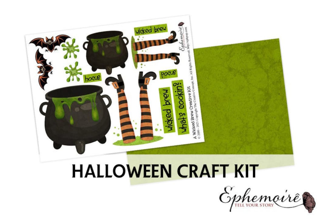 WICKED BREW Card Kit Printable Witch Cauldron Craft Kit Card Making ...