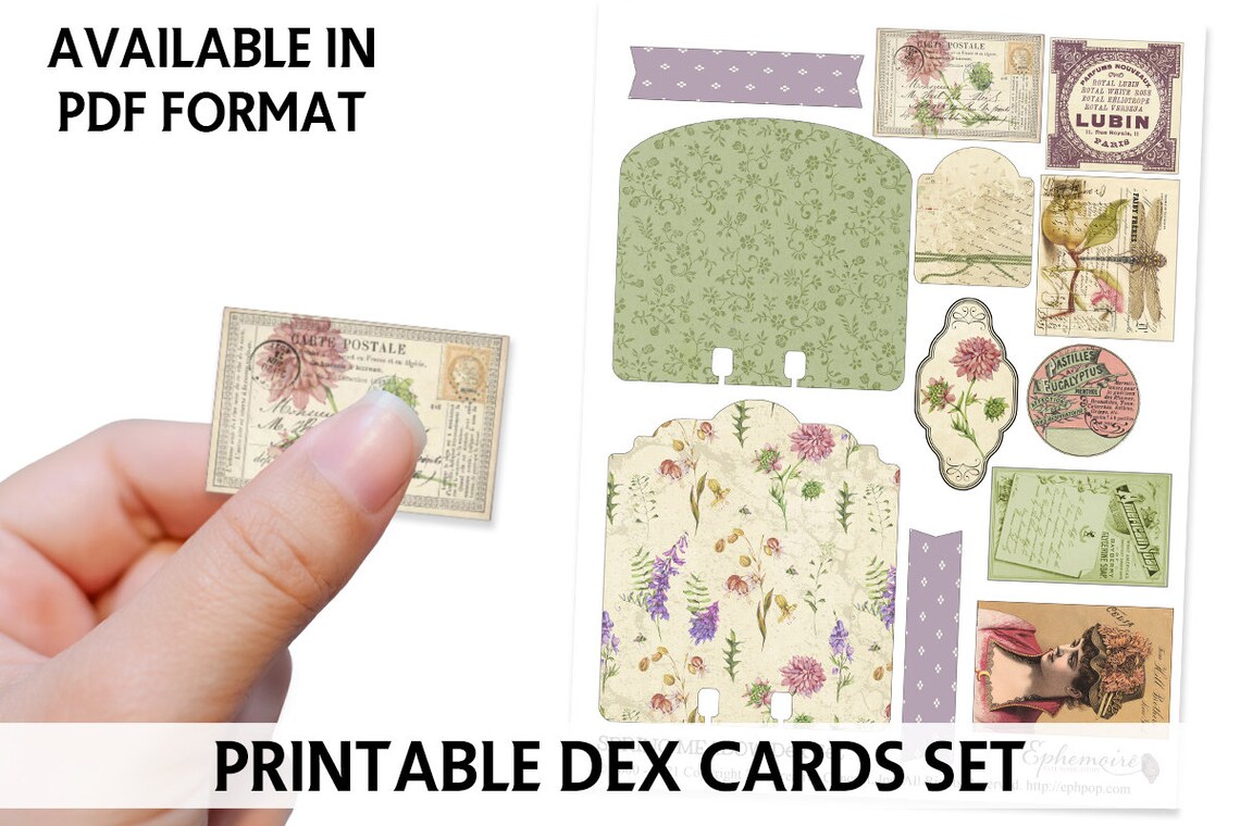 Printable DEX Cards With Ephemera Spring Floral Dex Dex - Etsy