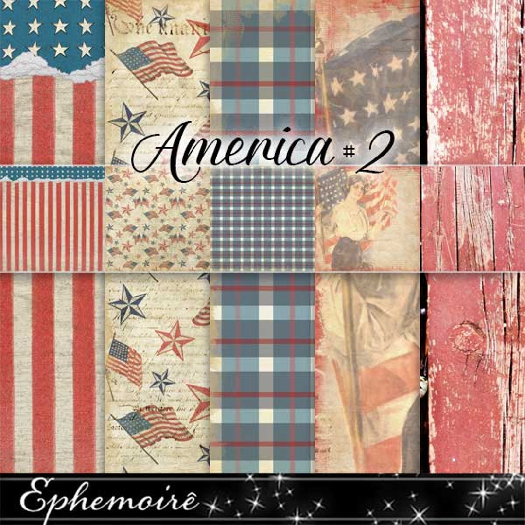 Digital Printable Papers AMERICA Patriotic July 4 Digital Scrapbook ...
