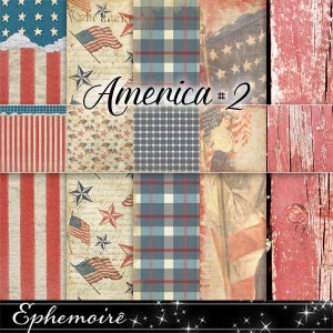 Digital Printable Papers AMERICA Patriotic July 4 Digital Scrapbook ...