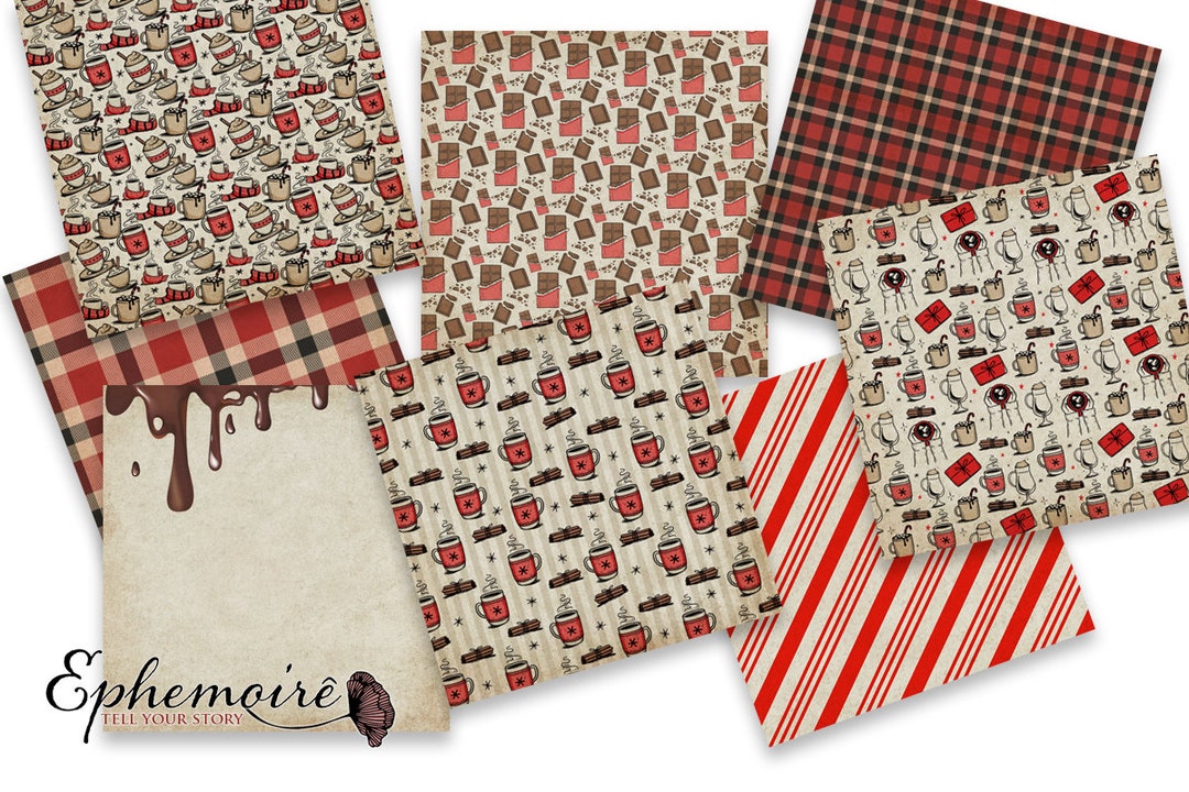 Digital Paper Pack HOT CHOCOLATE Hot Cocoa Papers Digital Scrapbook ...