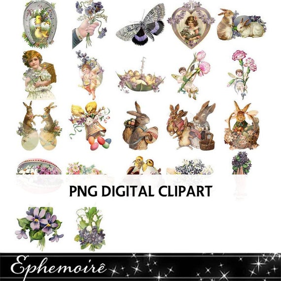 EASTER Clipart Digital Clipart Spring Bunny Chick | Etsy