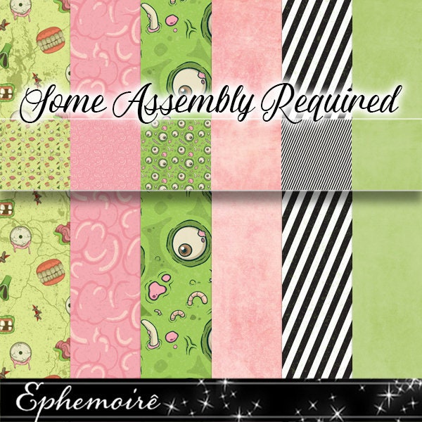 Digital Printable Halloween Papers ZOMBIES Creepy Cute | Etsy