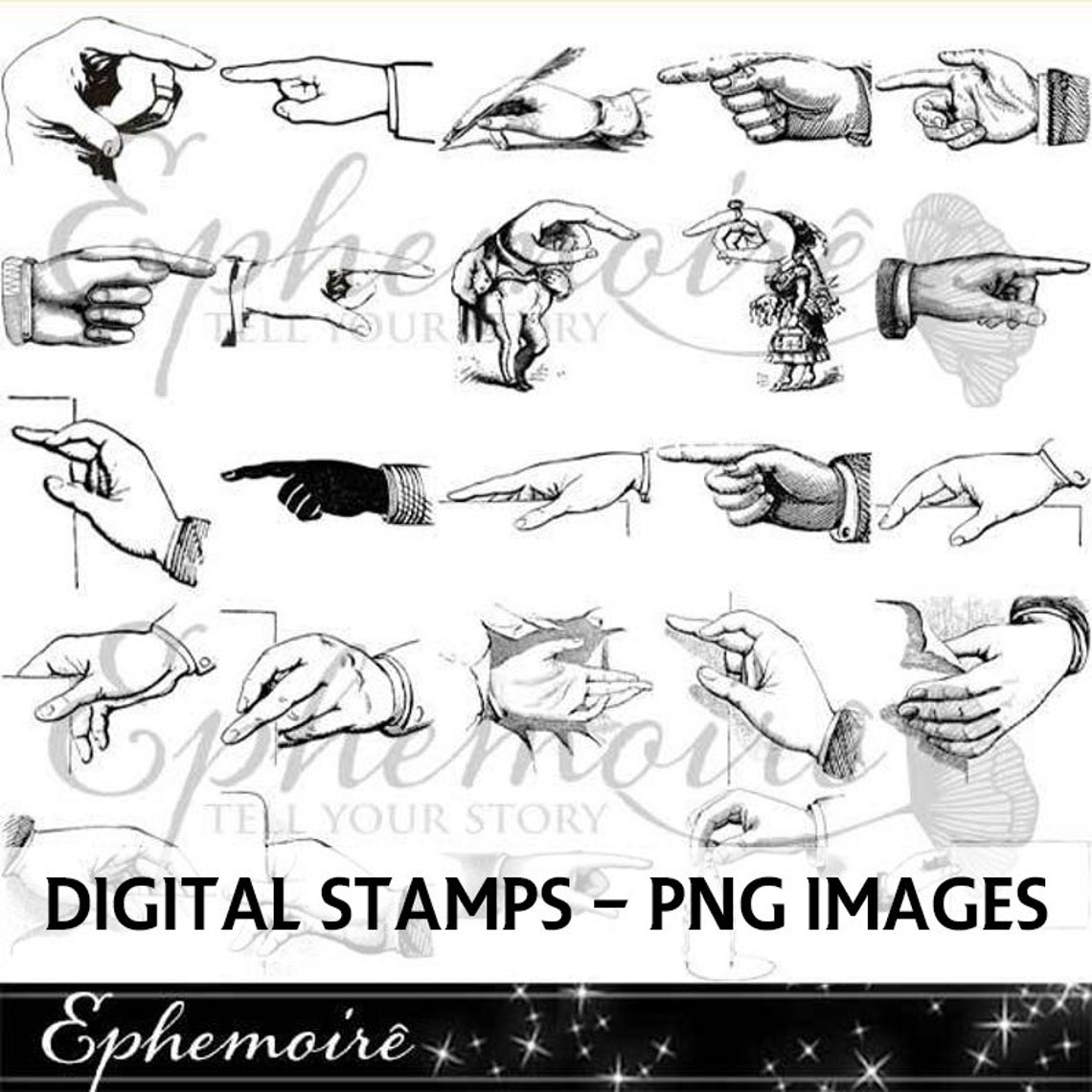 DIGITAL STAMPS Hand Clipart Pointing Finger and Hands - Etsy