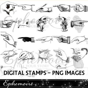 DIGITAL STAMPS - Hand Clipart - Pointing Finger and Hands - Digi Stamps ...
