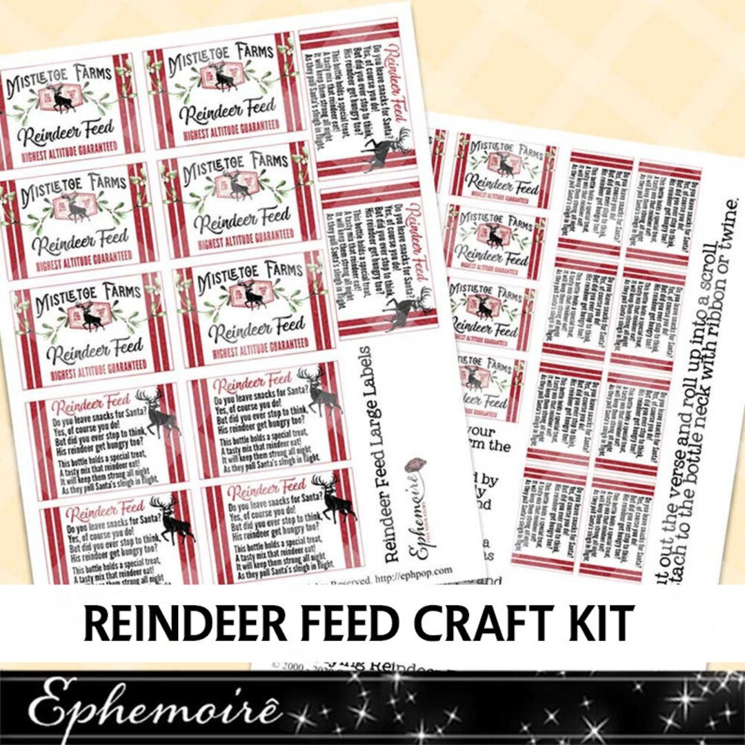 Christmas Gift Printable Reindeer Feed Recipe and - Etsy