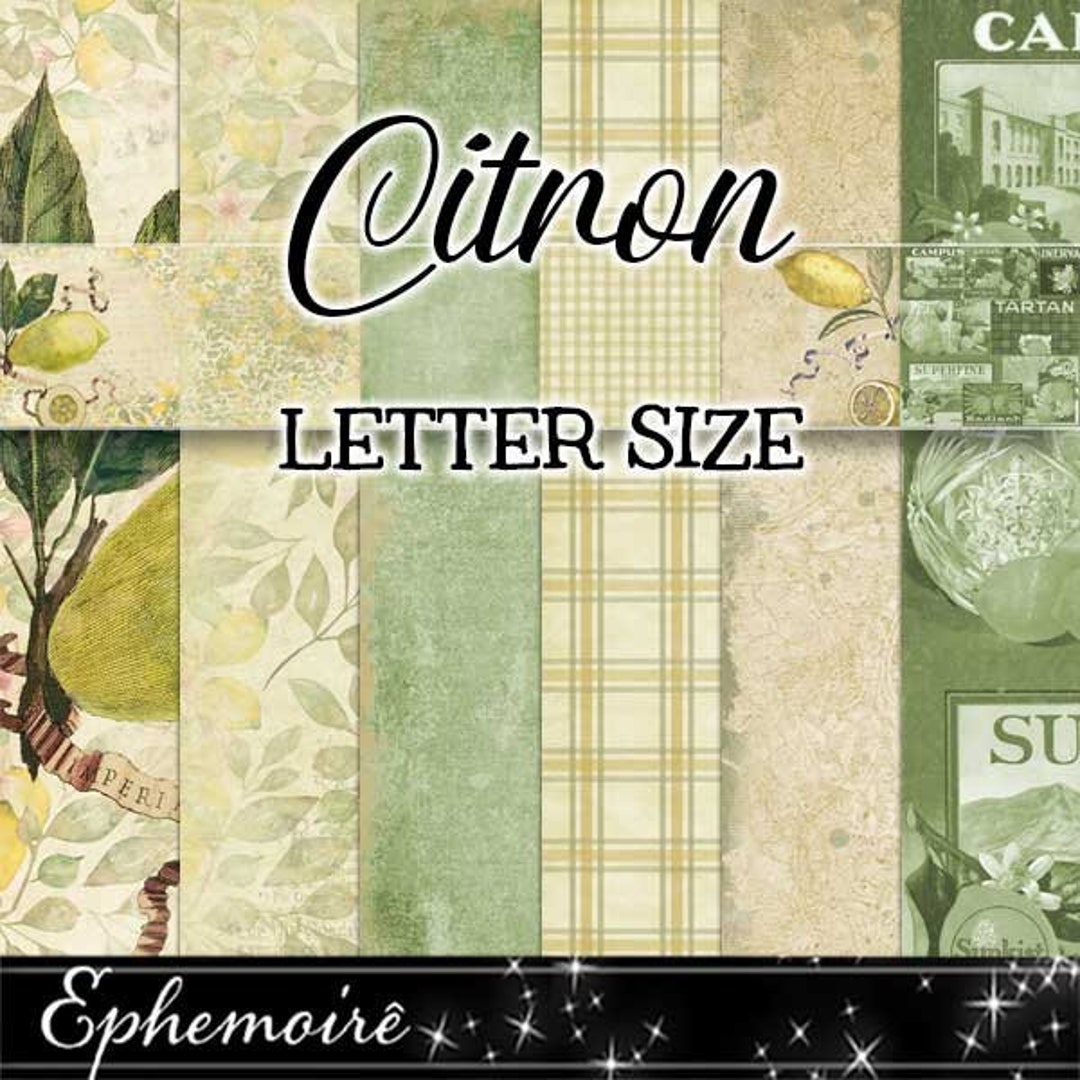 Digital Printable Paper VINTAGE LEMON Letter Size Digital Scrapbook ...