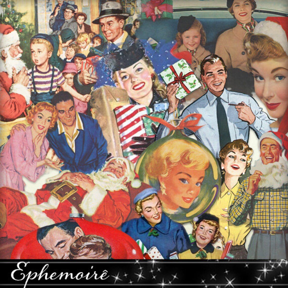 Retro Holiday Advertising Elements Retro Clipart Images - Etsy