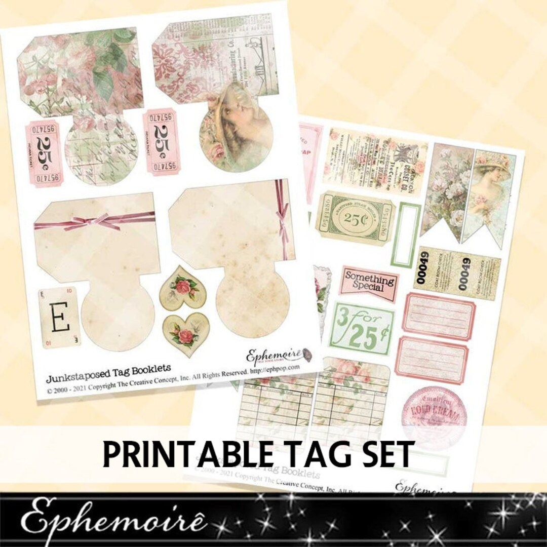 Printable TAG BOOKLET - Shabby Chic Tag Booklet - Junk Journal Tags ...