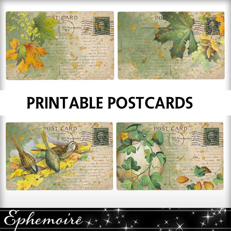 Digital Scrapbook Altered Postcards Art Journal Cardmaking Autumn ...