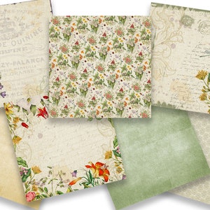 Digital Printable Papers VINTAGE FLORAL Digital Scrapbooking Cardmaking ...