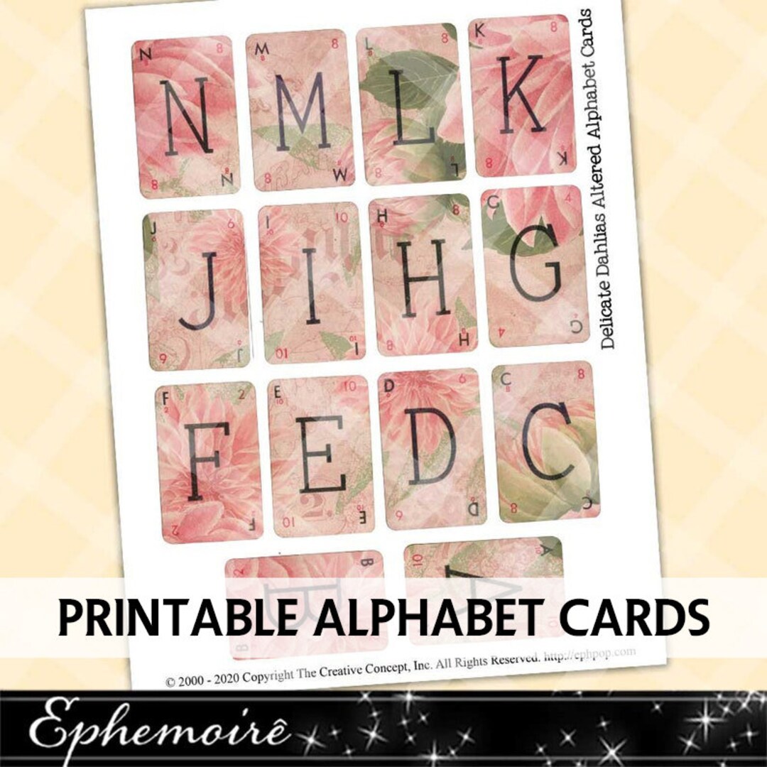 Printable ALPHABET CARDS - Junk Journal Embellishments - Card Making ...