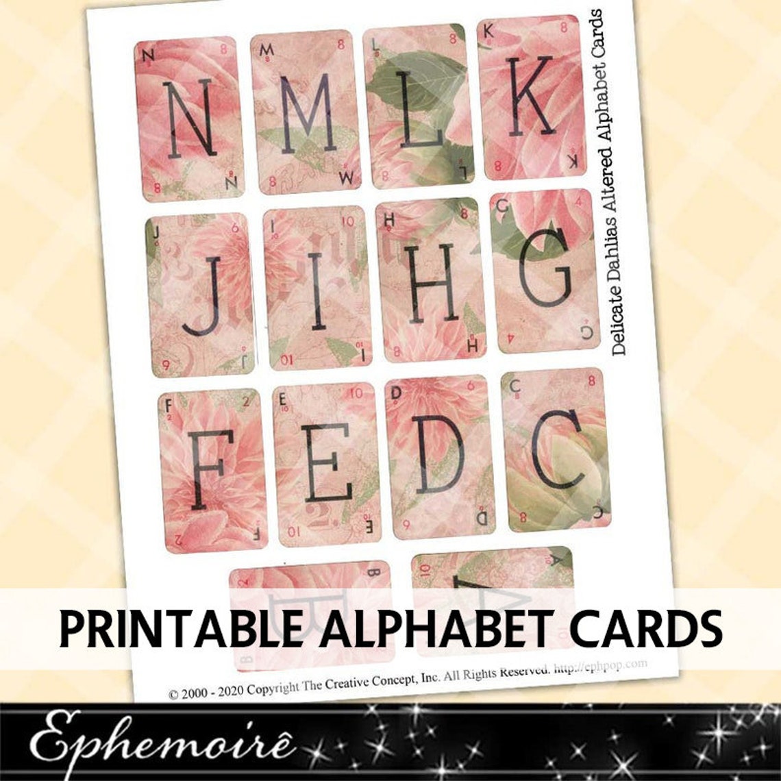 Printable ALPHABET CARDS Junk Journal Embellishments Card - Etsy