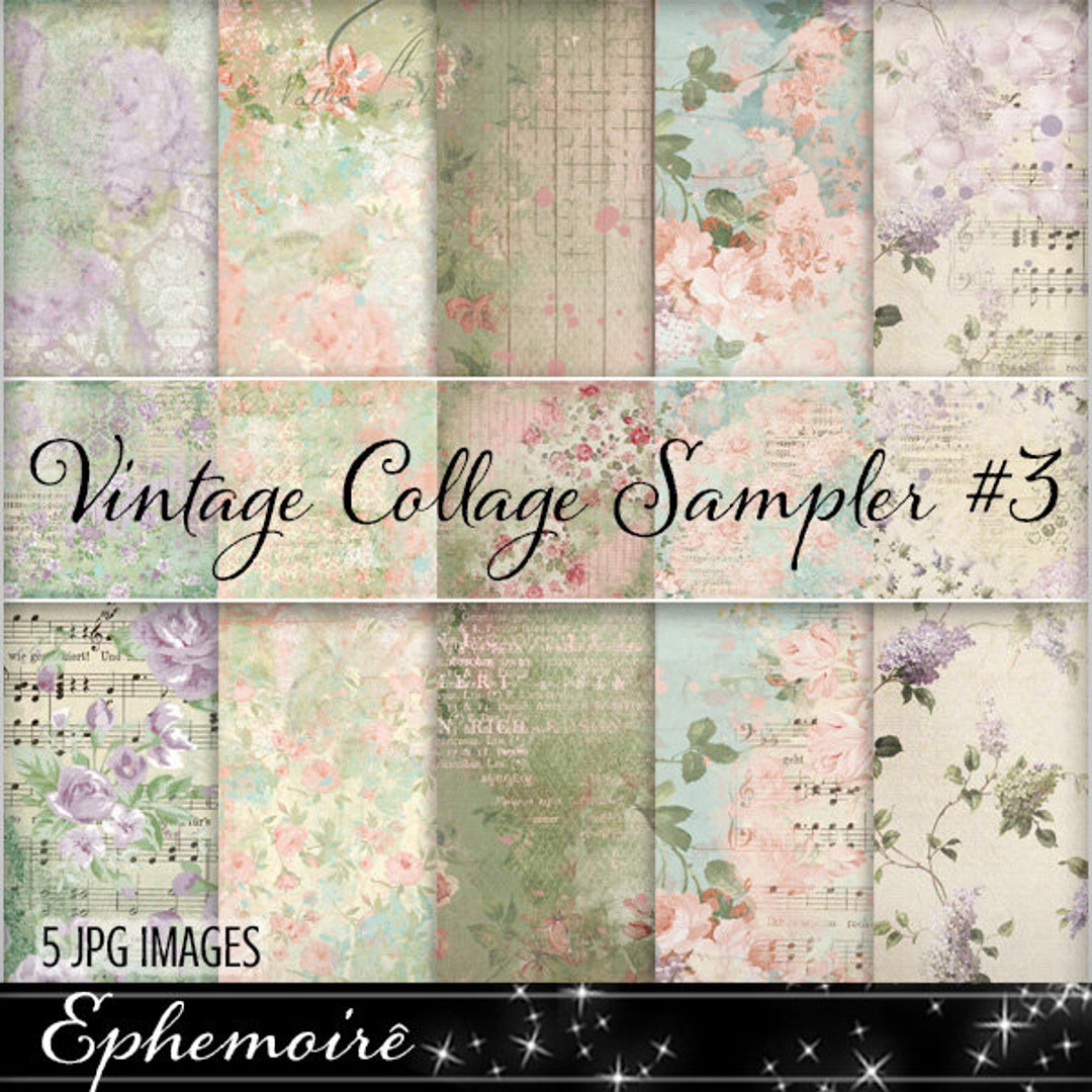 Digital Printable Papers FLORAL COLLAGE Papers Digital - Etsy