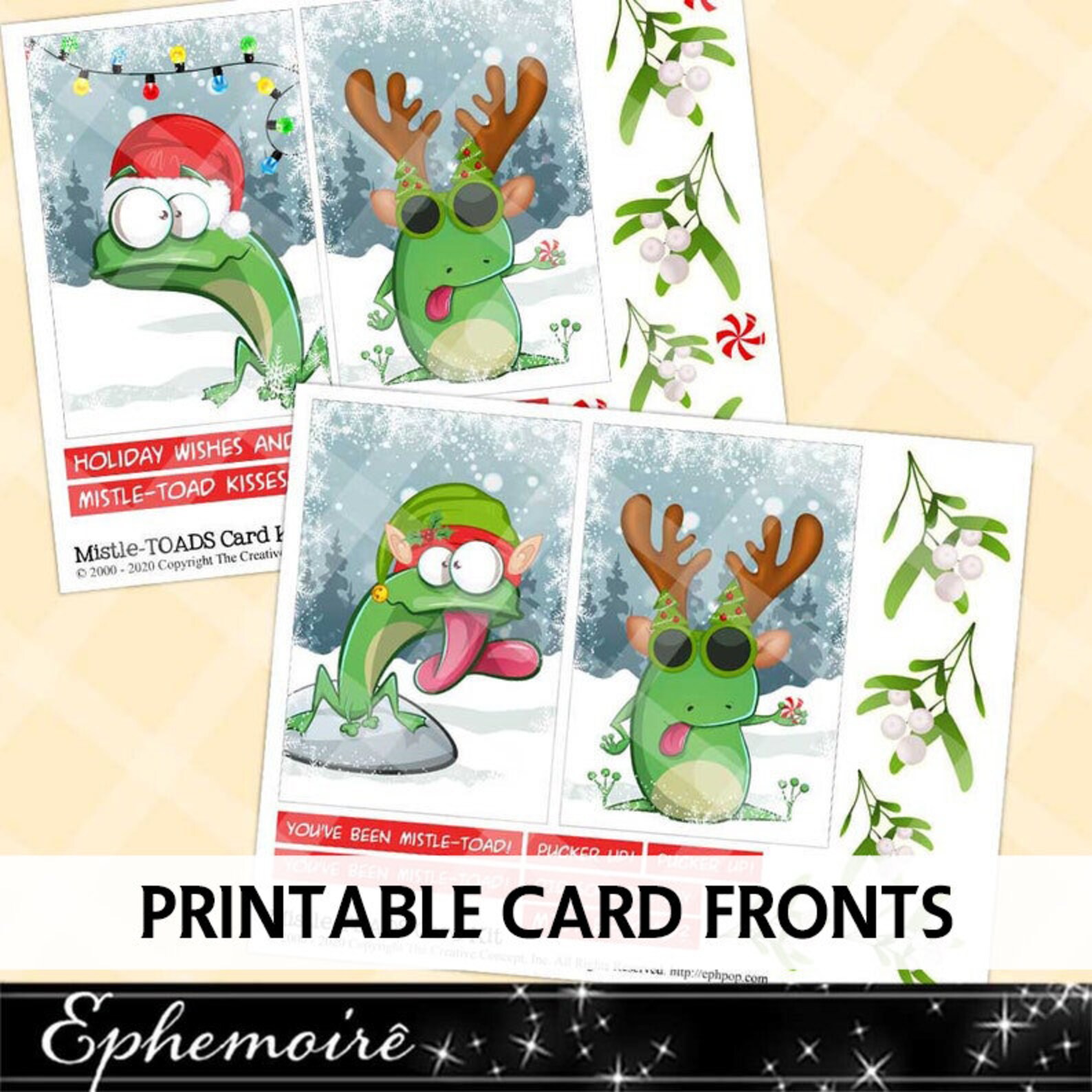 Printable Christmas Cards Toad CHRISTMAS MISTLE-TOAD Card - Etsy