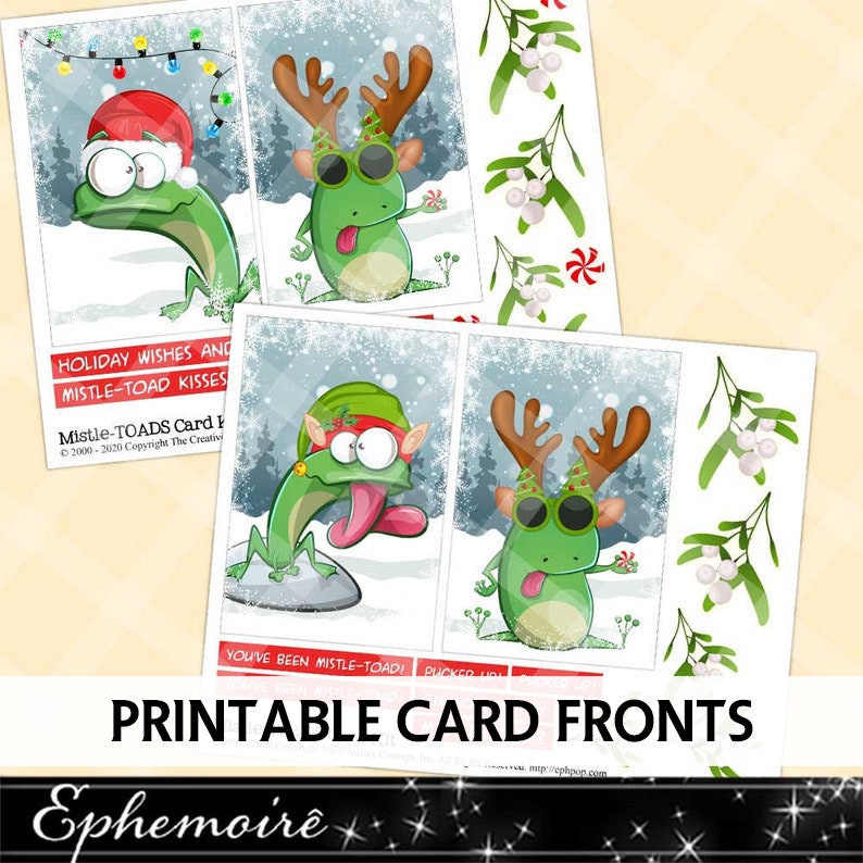 Printable Christmas Cards Toad CHRISTMAS MISTLE-TOAD Card - Etsy