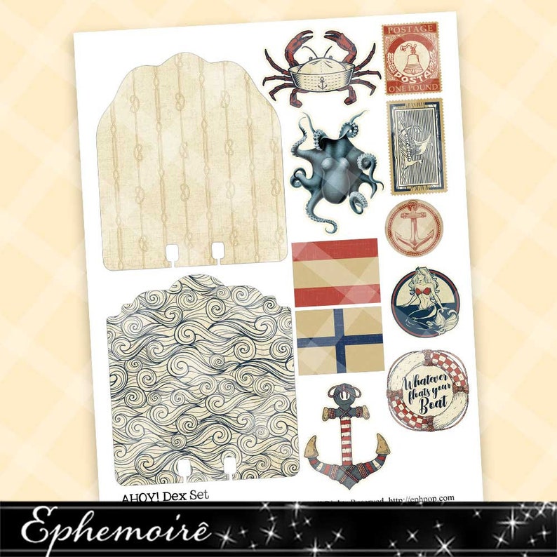 Printable Dex Cards With Ephemera NAUTICAL THEME Dex Card - Etsy