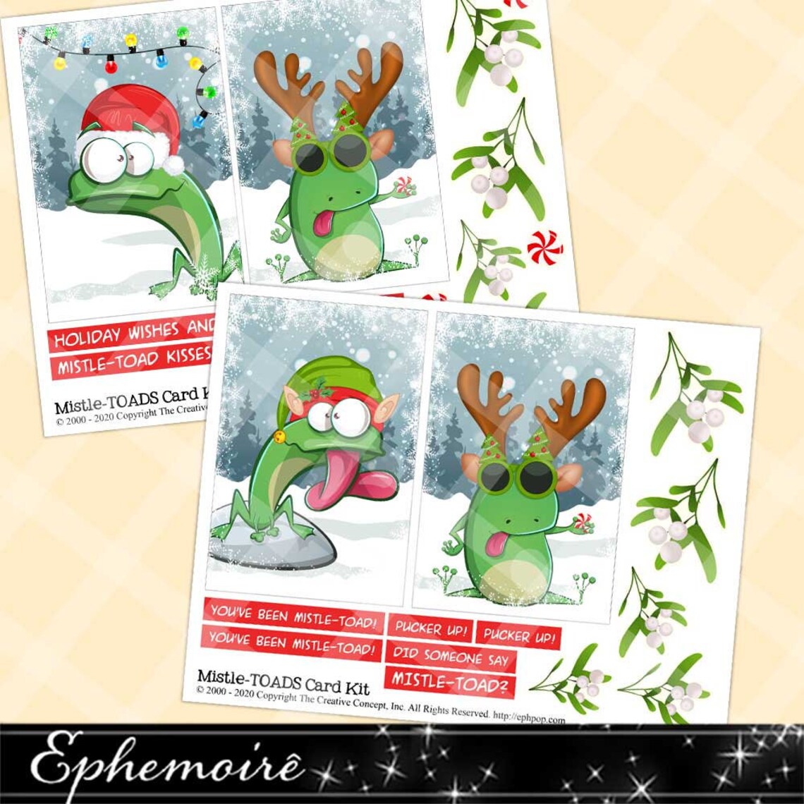 Printable Christmas Cards Toad CHRISTMAS MISTLE-TOAD Card | Etsy