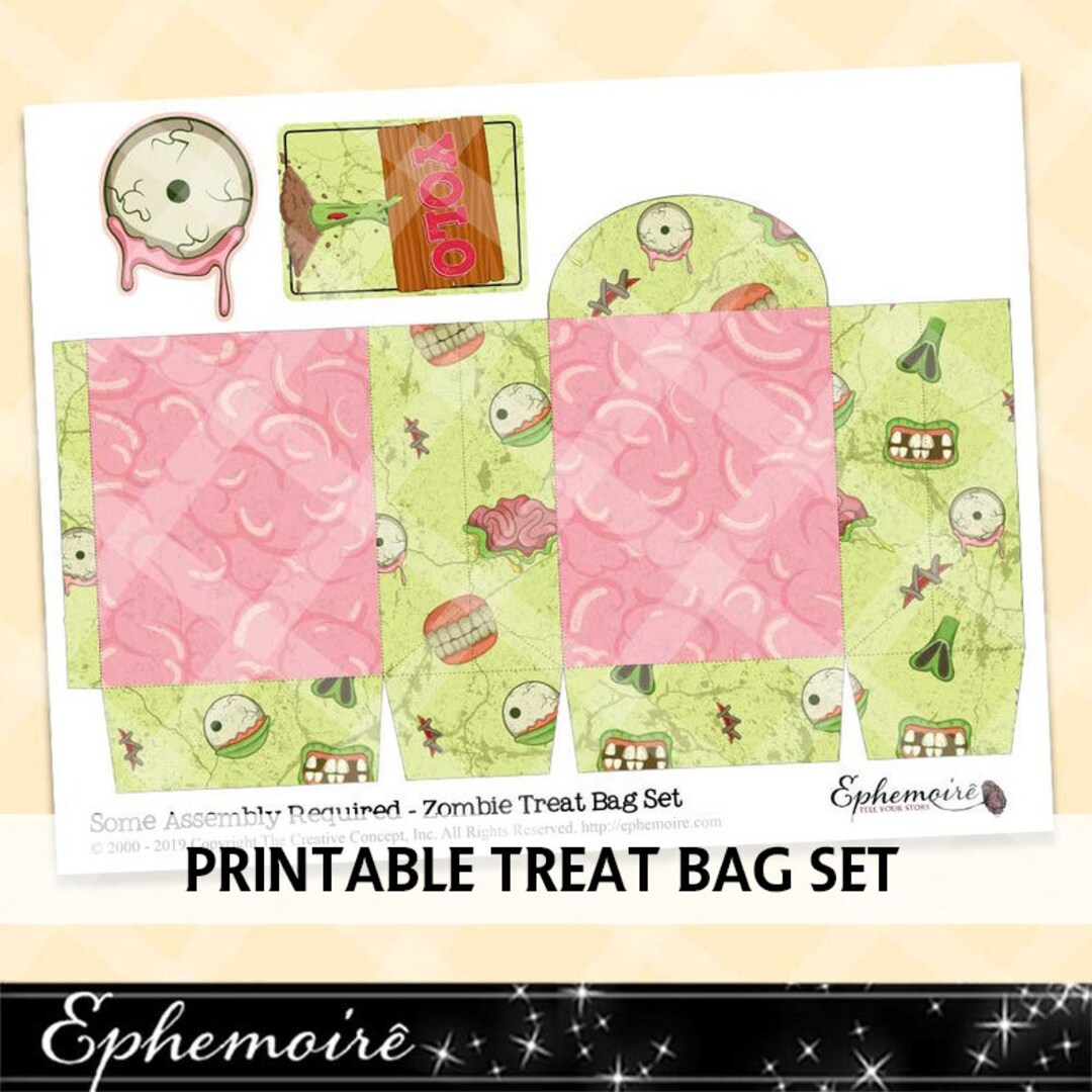 Printable Treat Bag ZOMBIES Favor Candy Bag Party Treat Bag ZOMBIE ...