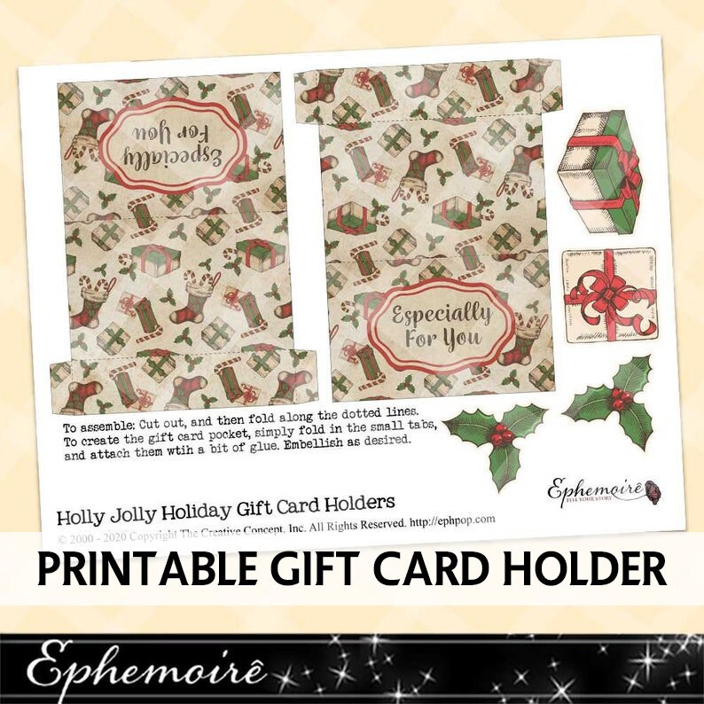 Printable Gift Card Holders RETRO CHRISTMAS Money Holder - Etsy