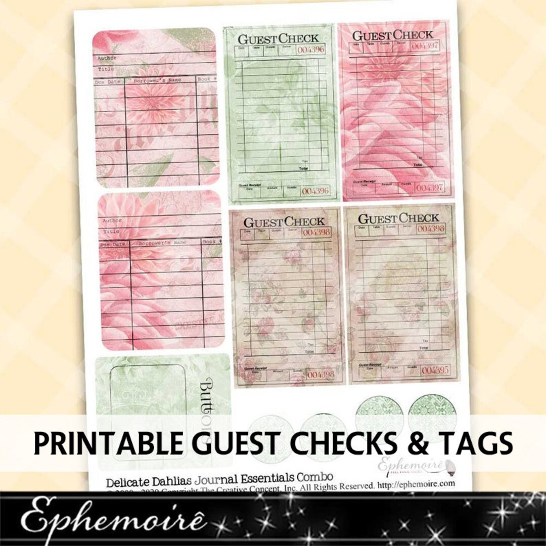 Junk Journal Printable Digital Printable Tag Set Dahlia Flower Tag ...