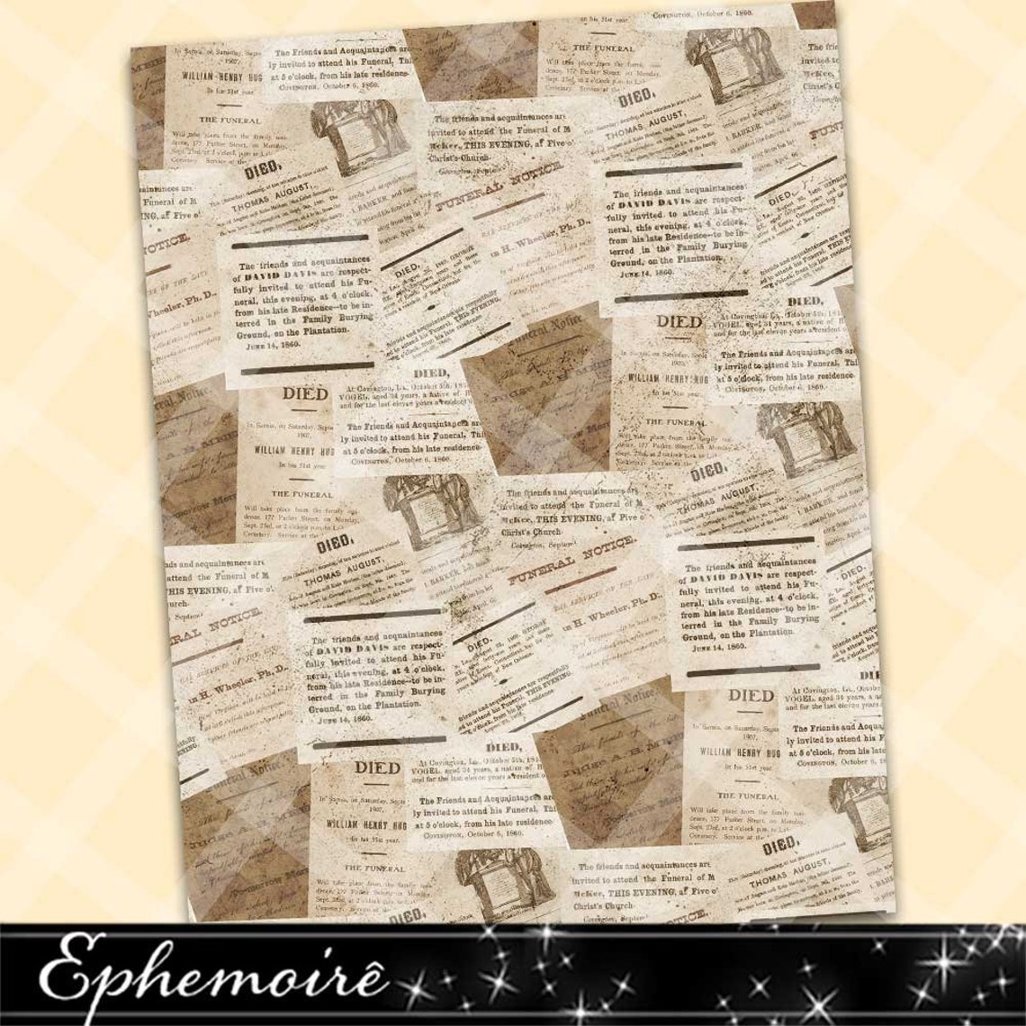 Junk Journal Printable Vintage FUNERAL Ephemera Halloween - Etsy