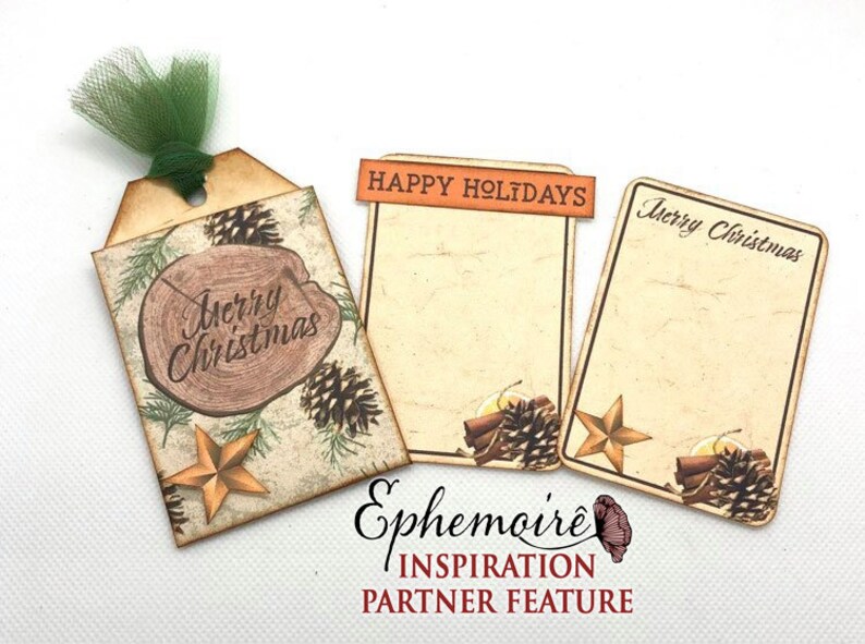 Printable TAG POCKET SET Woodland Christmas Tag Pockets | Etsy